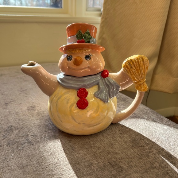 unbranded | Art | Handmade And Unmarked Pink Snowman Teapot | Poshmark